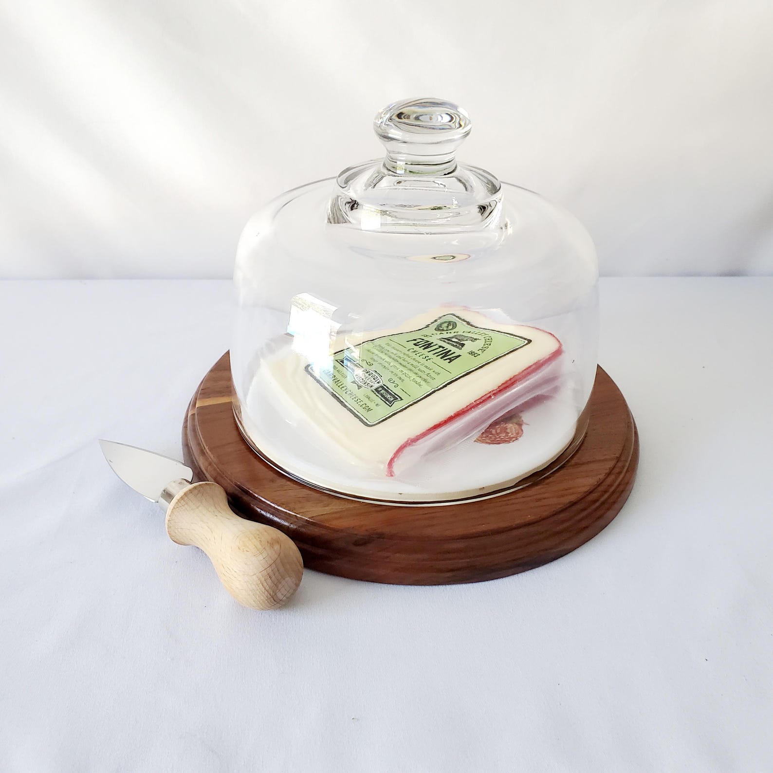 Vintage Cheese Tray Glass Dome Missouri Walnut - Etsy