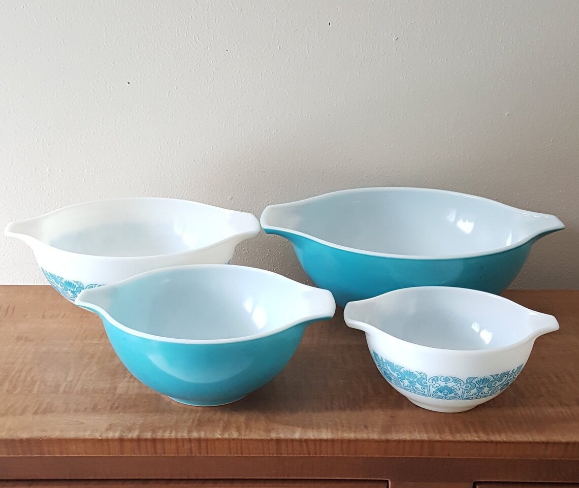 Vintage Pyrex Horizon Blue Cinderella Mixing Bowls Set of 4 - Etsy