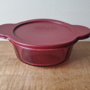 Vintage Cranberry Pyrex Visions 6-piece Casserole Set: Size Details in ...