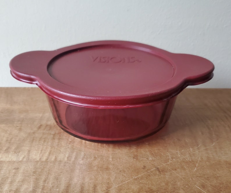 Vintage Cranberry Pyrex Visions 6-piece Casserole Set: Size Details in ...