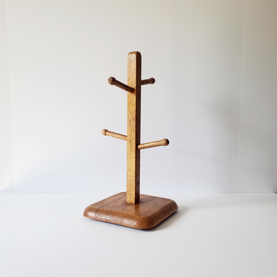 Wood Mug Tree Vintage Wooden Cup Stand - Etsy