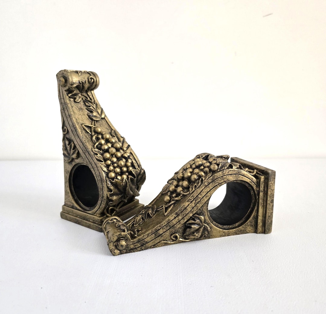 Pair Vintage Rod Holder Brackets: Ornate Antique Gold Resin - Etsy