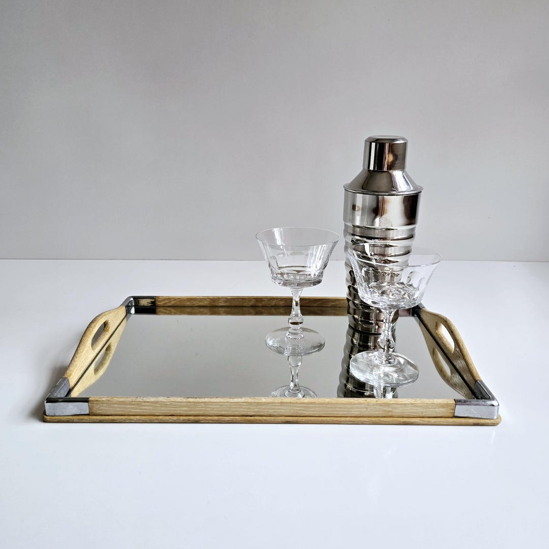 Mirrored Bar Tray Vintage Art Deco Bar Tray With Handles - Etsy