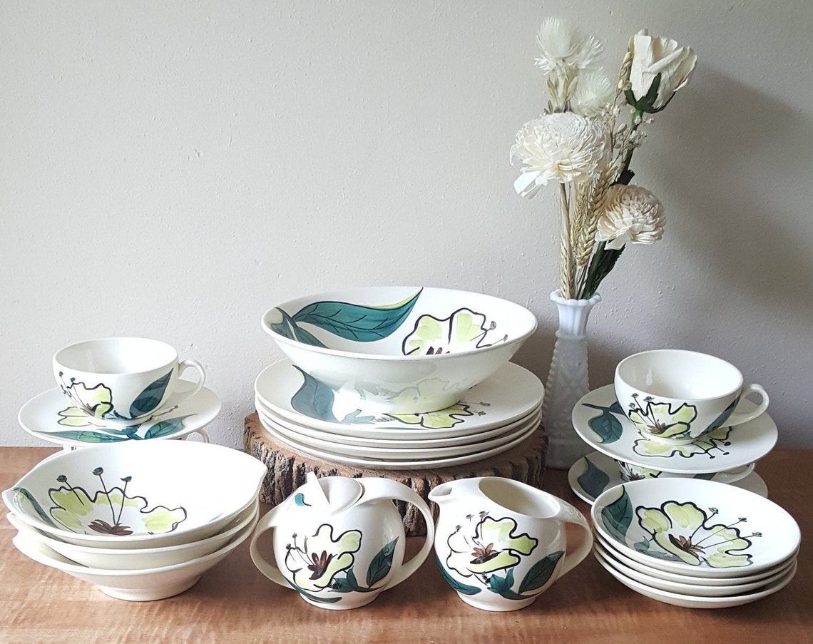 Vintage Blue Ridge Southern Pottery Evening Flower Dinnerware - Etsy