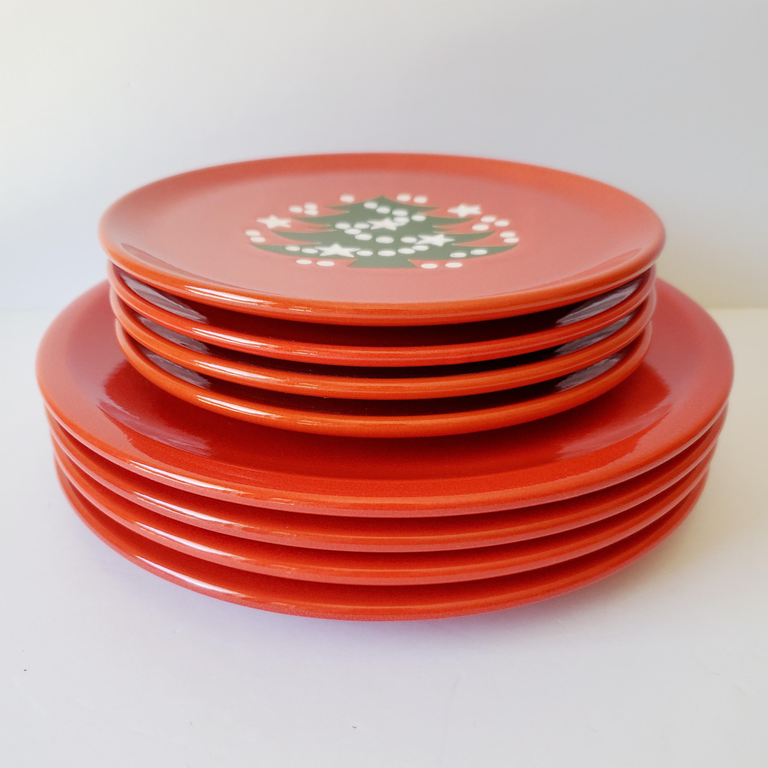 16 Piece Vintage Waechtersbach Red Christmas Tree Ceramic Dinnerware ...