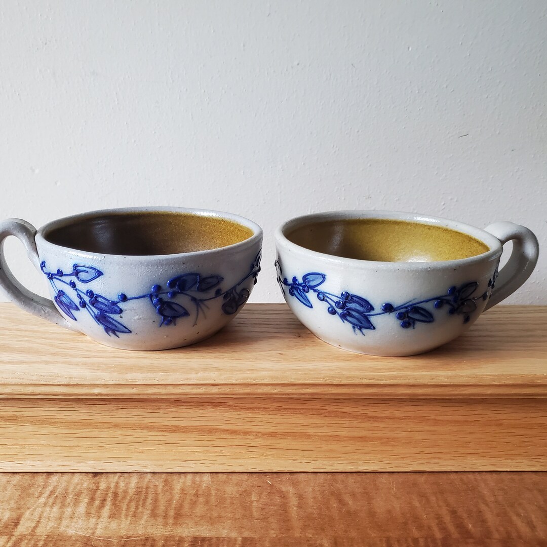 Vintage 2 Chowder Bowls Salmon Falls Stoneware Salt Glaze Pottery ...