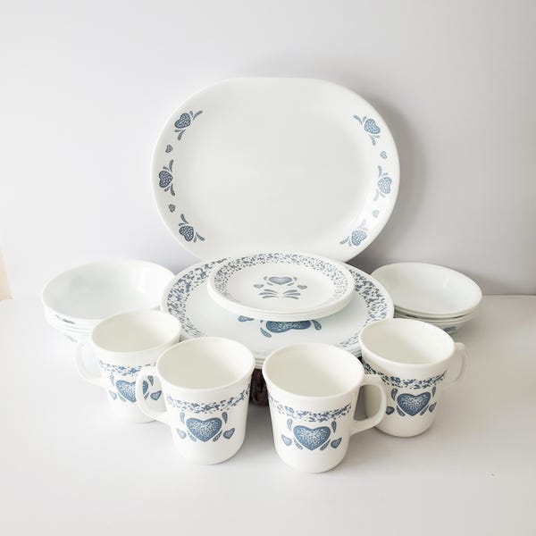 Corelle Blue Heart Dishes - Etsy