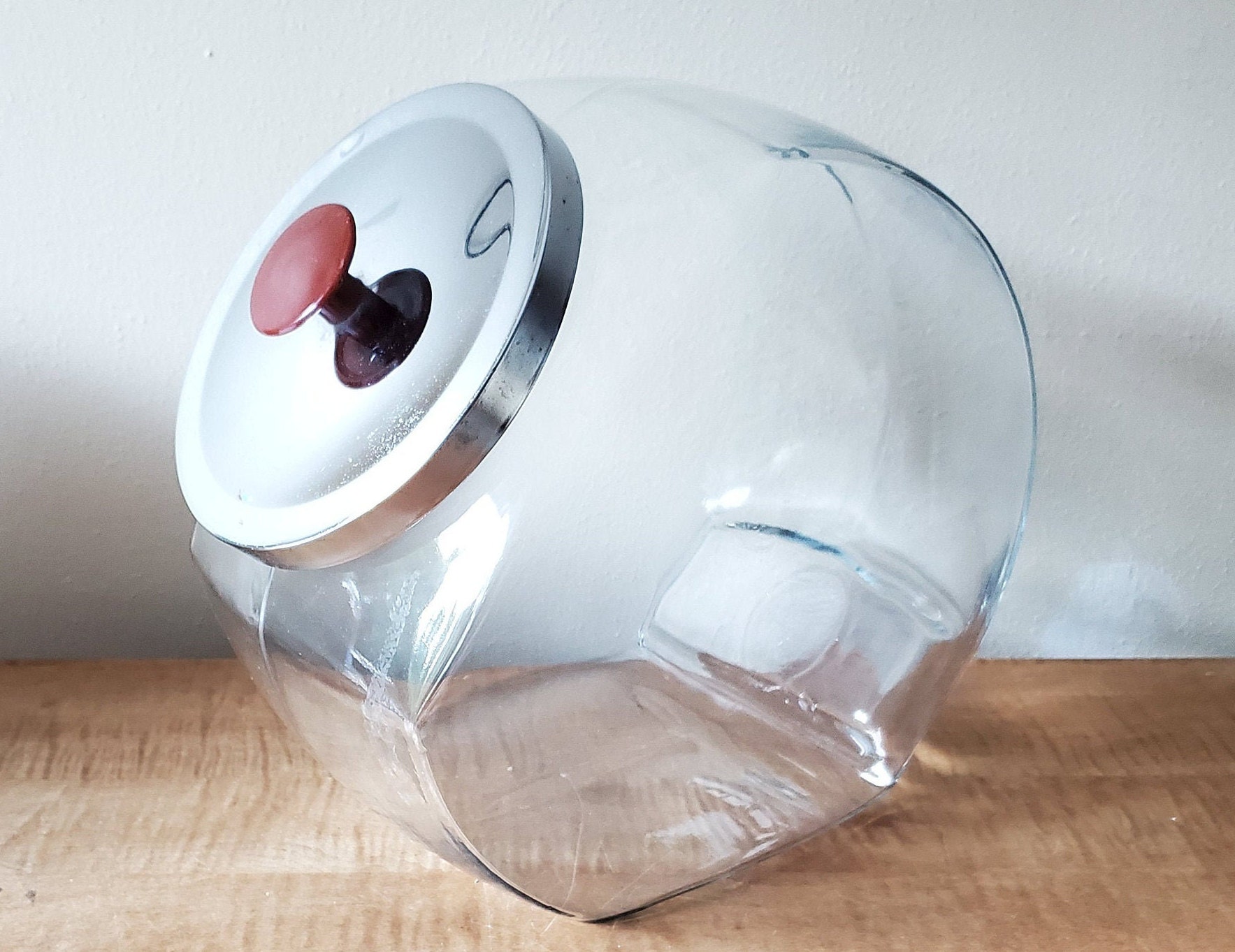 Vintage Large Glass Slant Jar 1 Gallon Candy Cookie Jar - Etsy