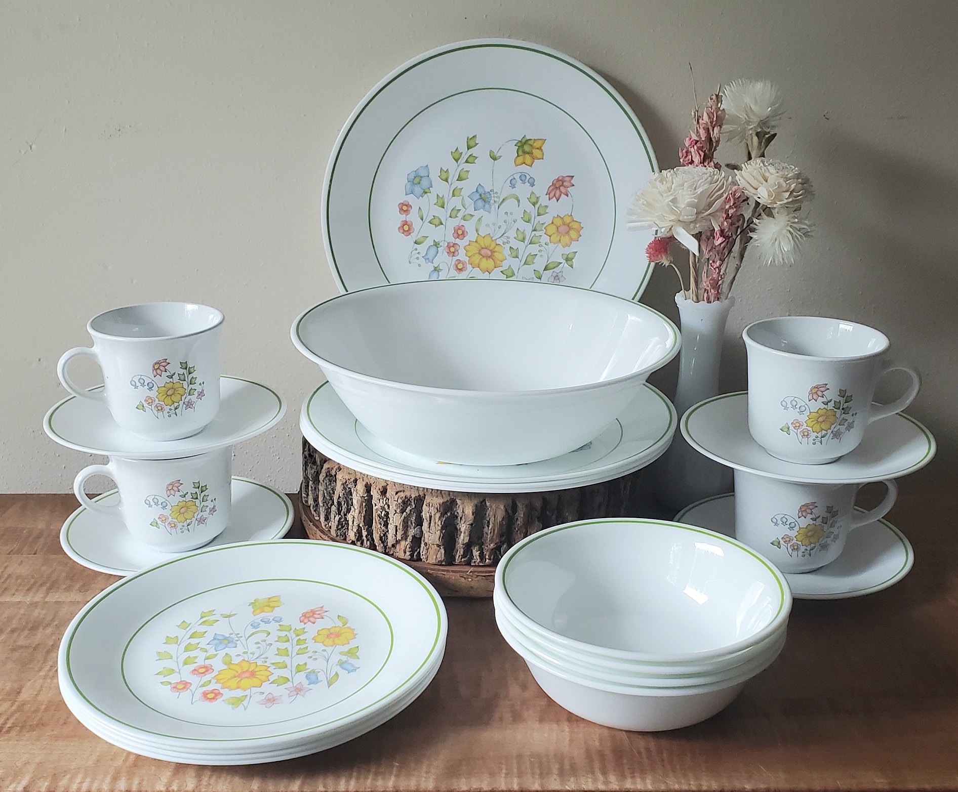 Vintage Corelle Spring Meadow Dinnerware 21 Piece Set for 4 | Etsy