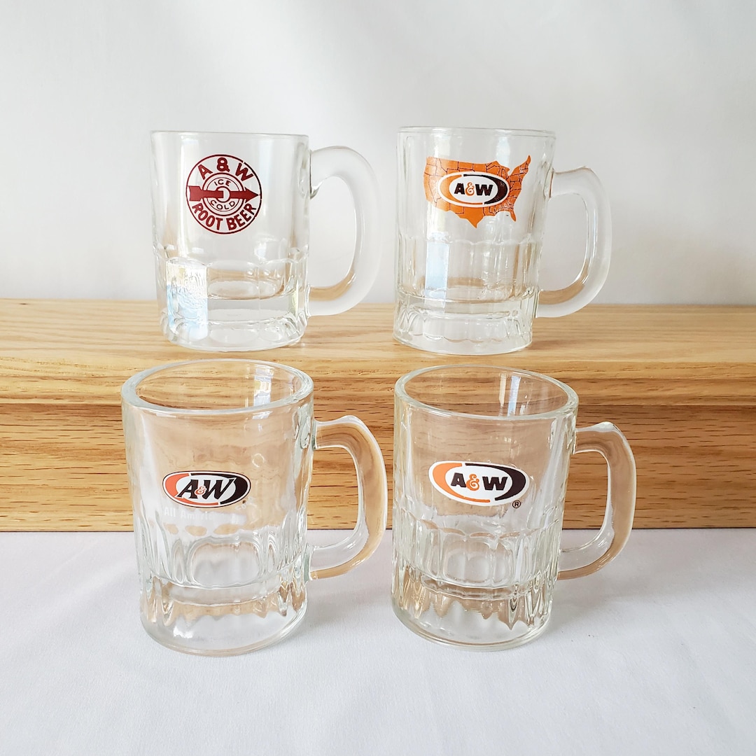Vintage A&W Root Beer Mugs, AW Root Beer Float Mugs, Set of 4 Kid's A and W Glass Steins - Etsy