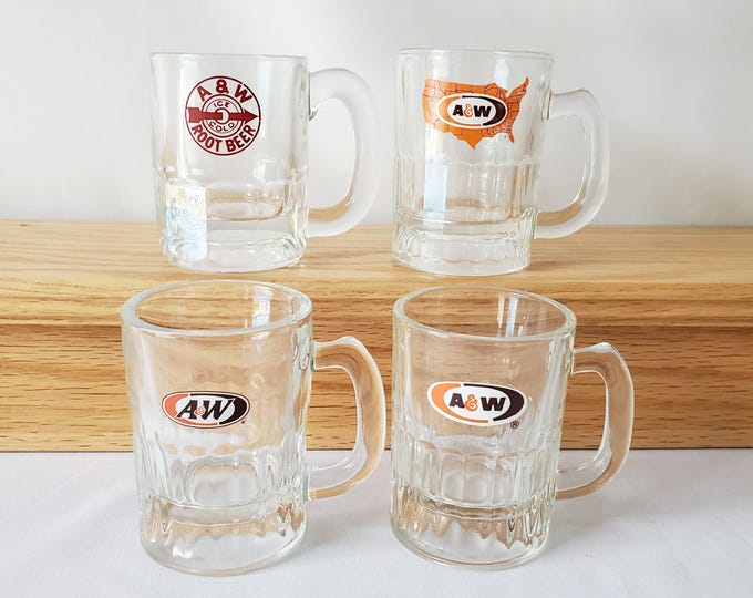 Vintage A&W Root Beer Mugs, AW Root Beer Float Mugs, Set of 4 Kid's A ...