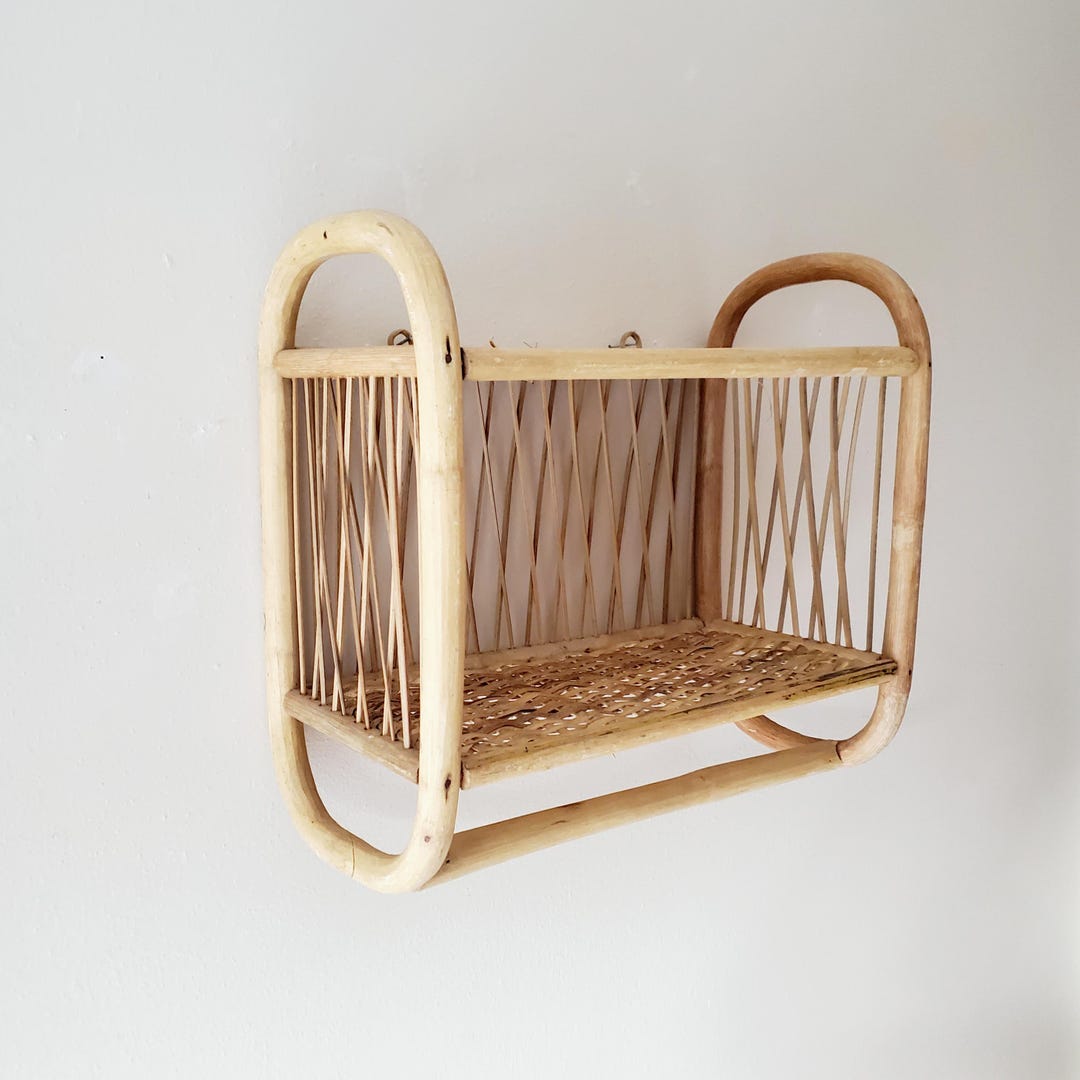 Wicker Shelving Vintage Bamboo Wicker Towel Bar With Shelves Great ...