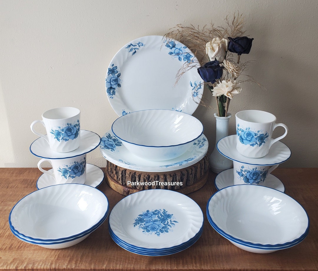 Vintage Corelle Blue Velvet Dinnerware 21 Piece Set for 4 - Etsy