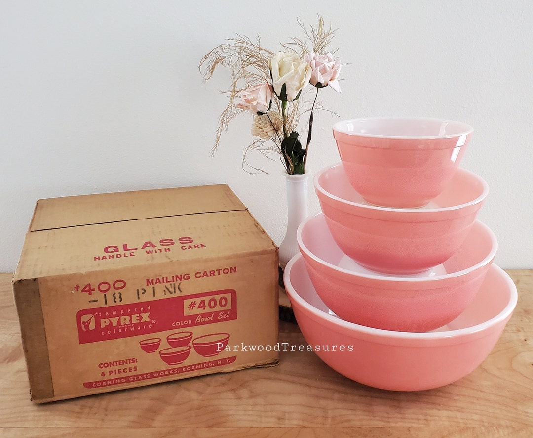 Vintage Pyrex Pink Mixing Bowls New in Box Pyrex New in Box - Etsy