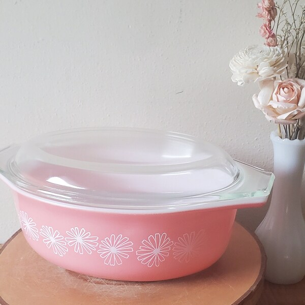 Pink Daisy Vintage Pyrex Casserole Dish - Etsy