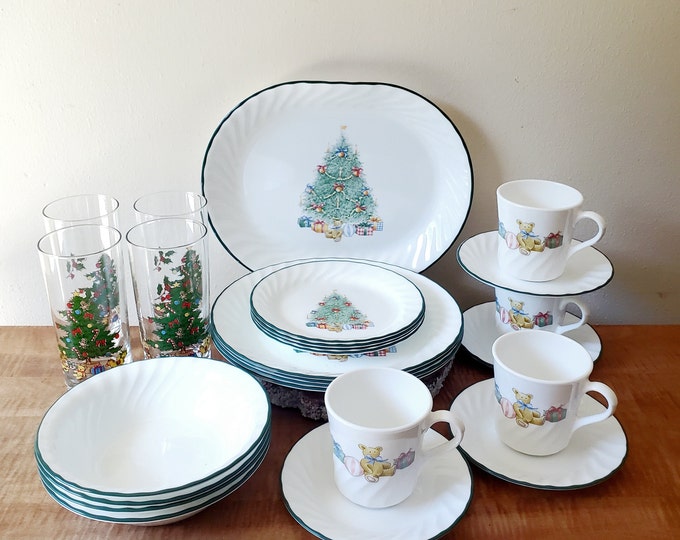Vintage Corelle Holiday Magic Dinnerware 25 Piece Set for 4 - Etsy