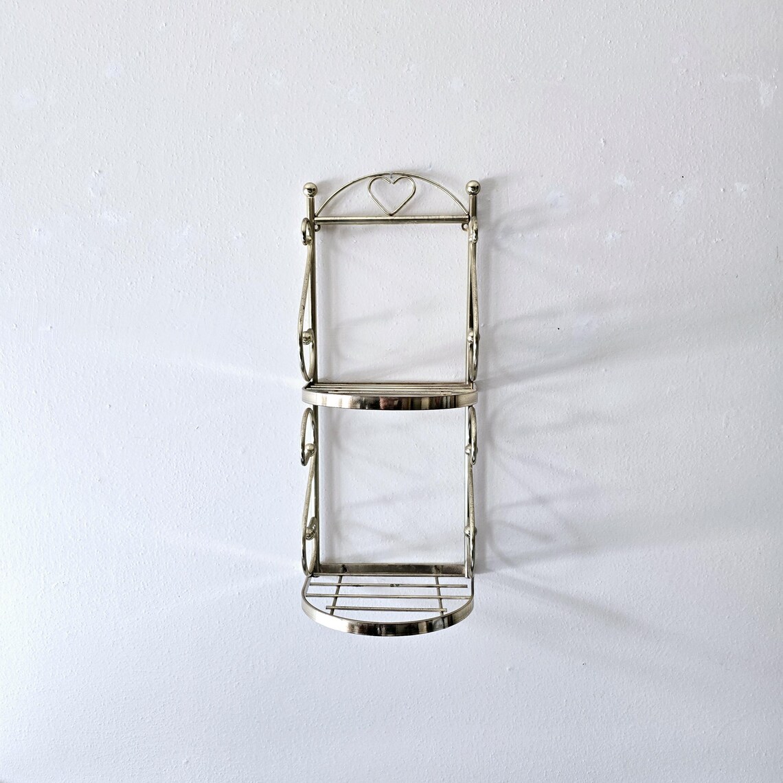16" Vintage 2 Tier Metal Shelving: Bathroom Shelf - Etsy
