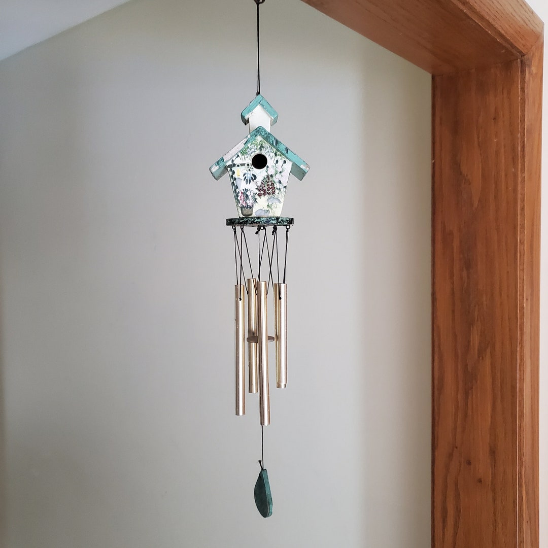 Vintage Indoor Wind Chime Birdhouse, Whimsical Kathy Hatch Topiary Wind ...
