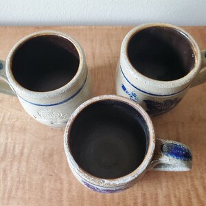 Vintage Rowe Pottery Salt Glaze With Blue Design, 3 Mugs - Etsy