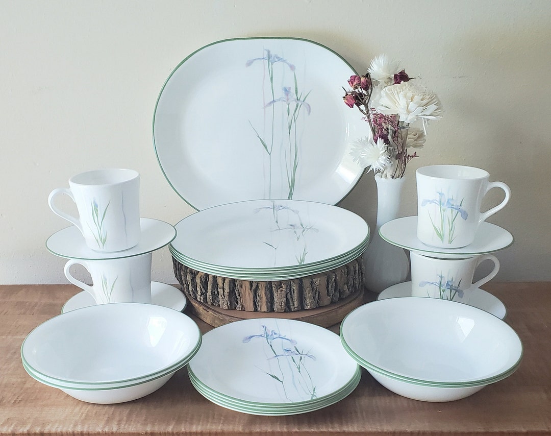 Vintage Corelle Shadow Iris Dinnerware 21 Piece Set for 4 - Etsy