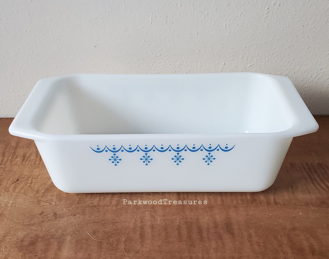 Vintage Pyrex Snowflake Blue Garland 913 Loaf Pan New Condition - Etsy
