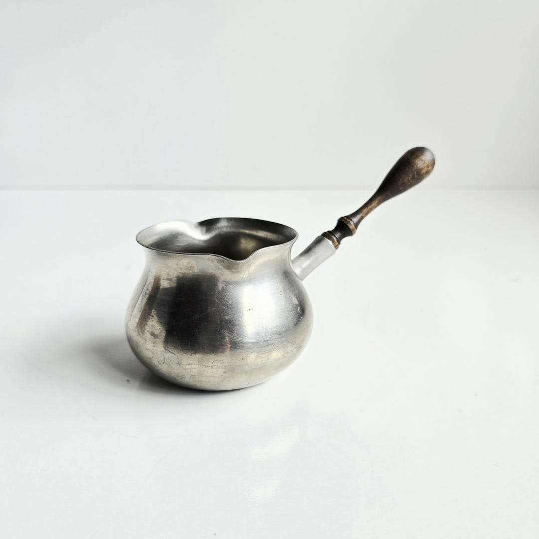 Pewter Butter Pot Vintage Pewter Wood Handled Pipkin Pot Old Newbury ...