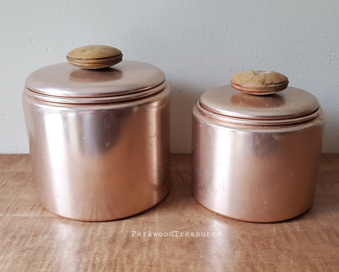 Vintage Mirro Canister Set of 2 Pink Aluminum Copper Mirro Canisters ...