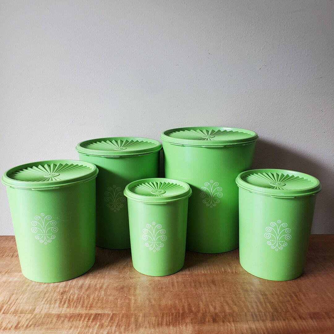 Vintage Tupperware Canister Set Lime Green - Etsy