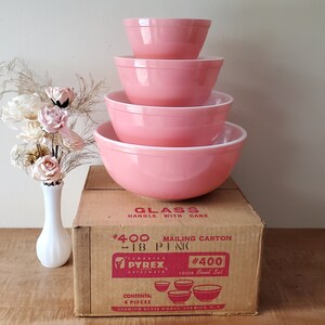Vintage Pyrex Pink Mixing Bowls, New in Box Pyrex, New in Box Pyrex ...