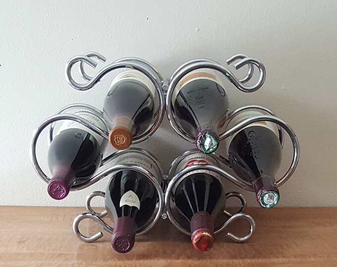 Vintage Wine Rack, Scroll Chrome Metal Wine Rack, 6 Wine Bottle ...