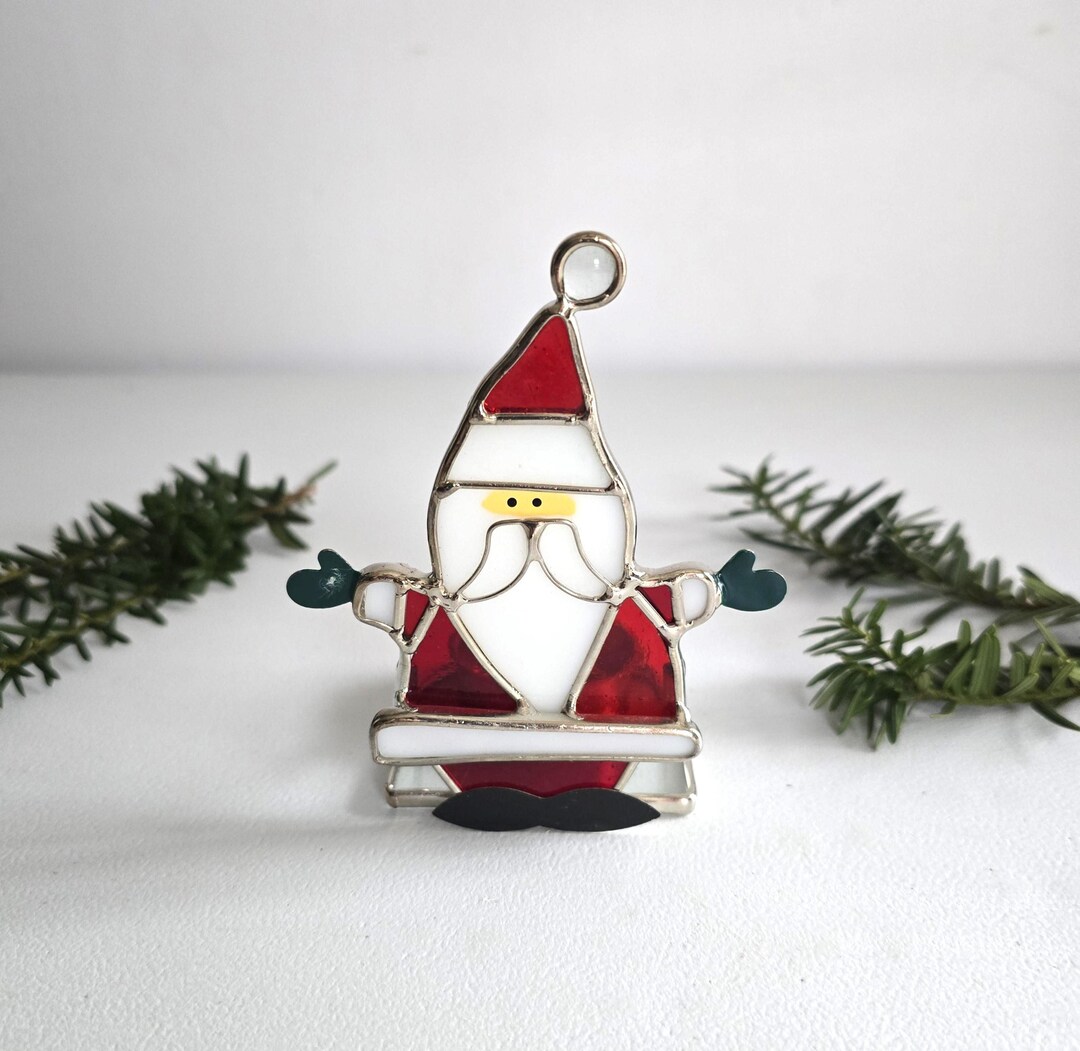 Vintage Stained Glass Santa Tea Light Candle Holder - Etsy