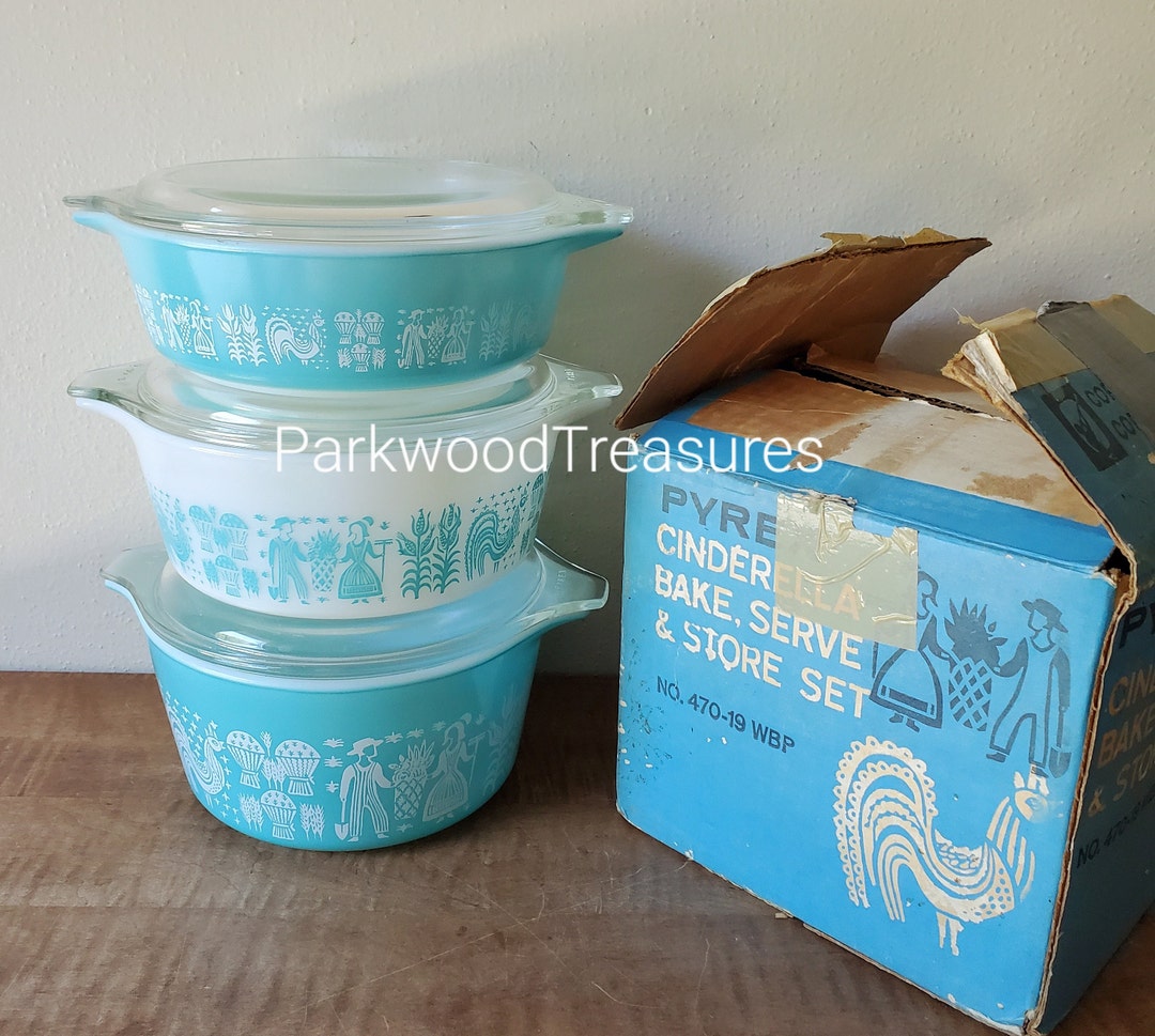 Vintage Pyrex Amish Butterprint Casserole Dish Set -unused New in Box ...