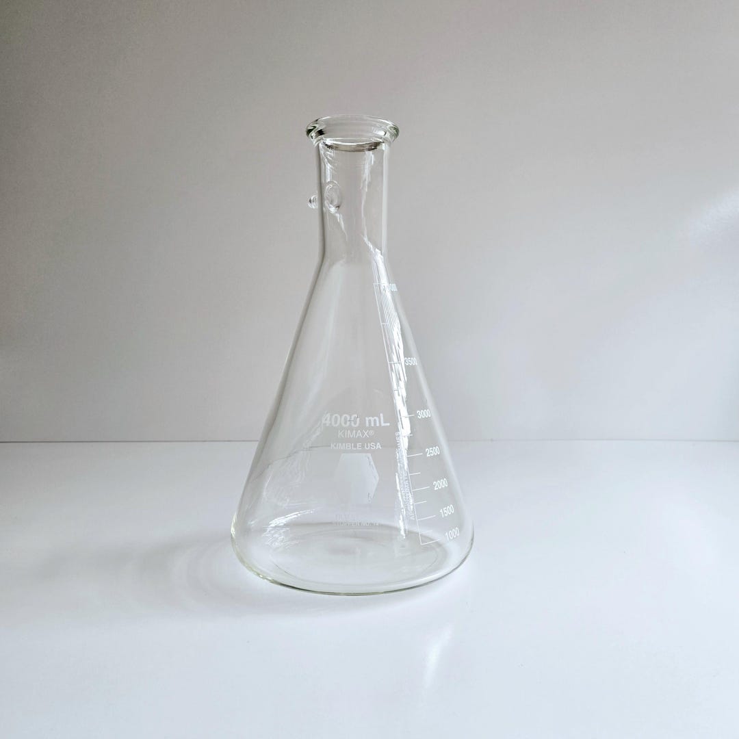 Erlenmeyer 4000ml Laboratory Glass Flask, 1960s Kimax Filter Flask - Etsy