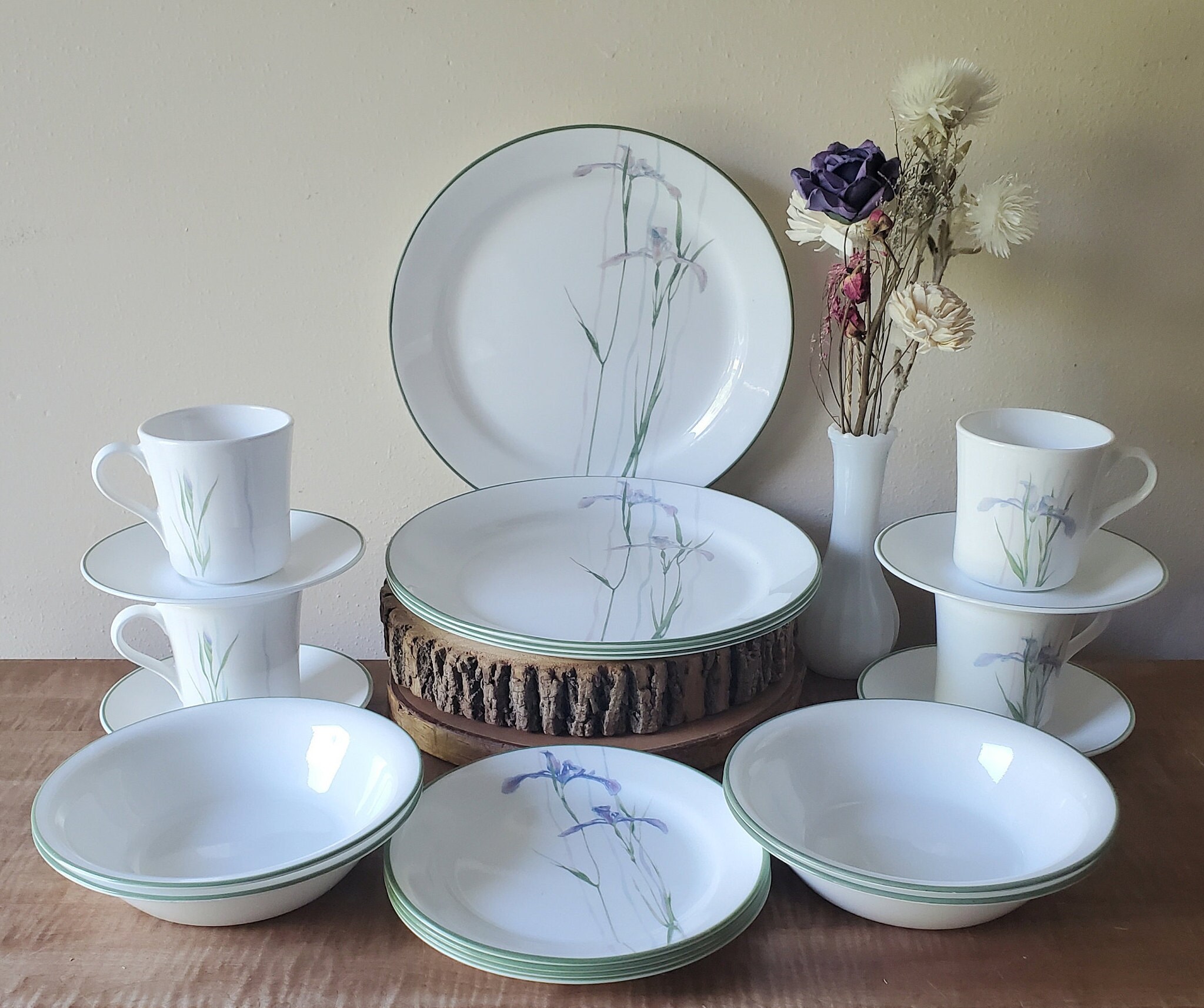 Vintage Corelle Shadow Iris Dinnerware 20 Piece Set for 4 | Etsy