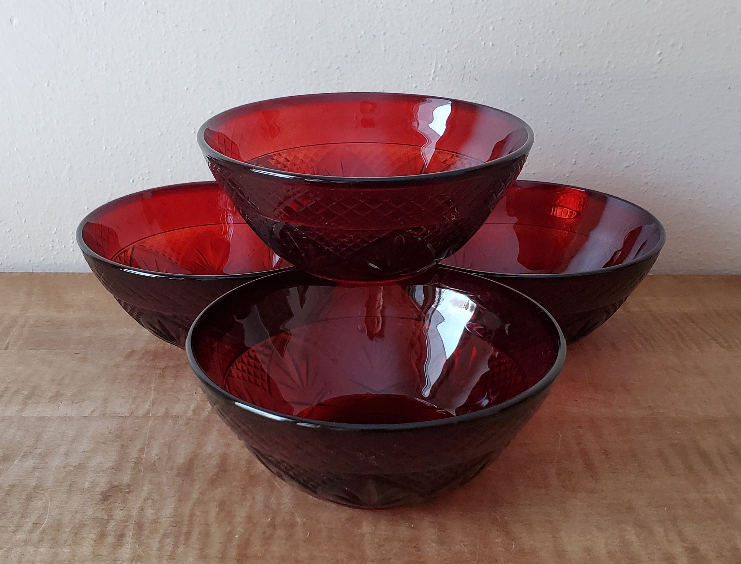 Vintage Ruby Red Glass Dinnerware 16 Pc Set for 4 Guests - Etsy