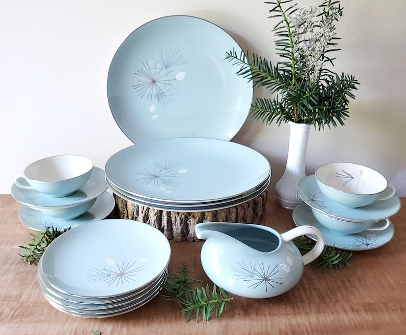 Vintage Franciscan Silver Pine Dinnerware 17 Piece Set for 4 | Etsy