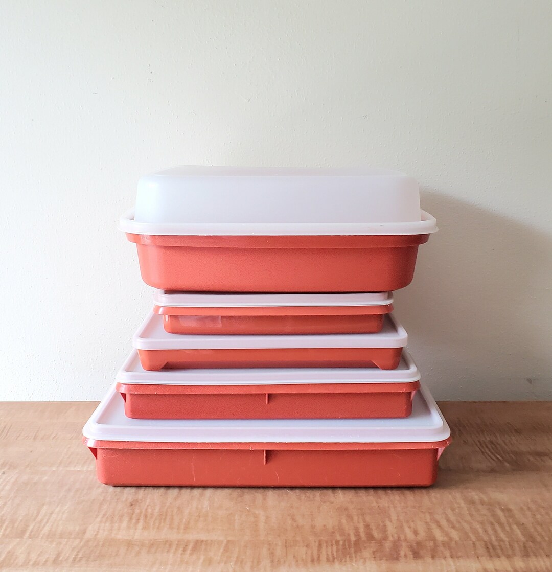 Vintage Tupperware Storage, 5 Paprika Orange Tupperware Containers ...