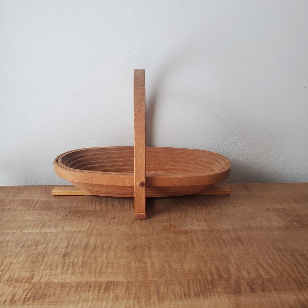 Vintage 11 Folding Wood Bowl Hand Turned Collapsible Wooden Bowl, Oak ...