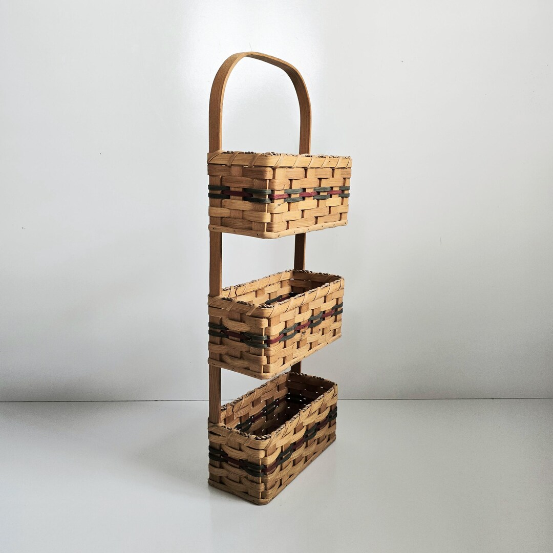 Wall Basket Storage 3 Tier Magazine Rack Vintage 26" X 9 1/2" X 4 1/2 ...