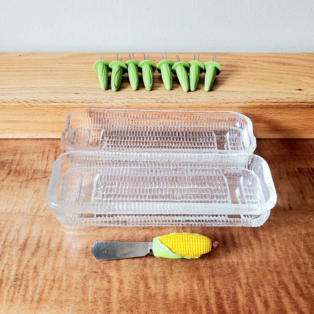 Vintage Corn Cob Trays, Glass Corn Cob Dishes Corn Holder Corn Knife - Etsy