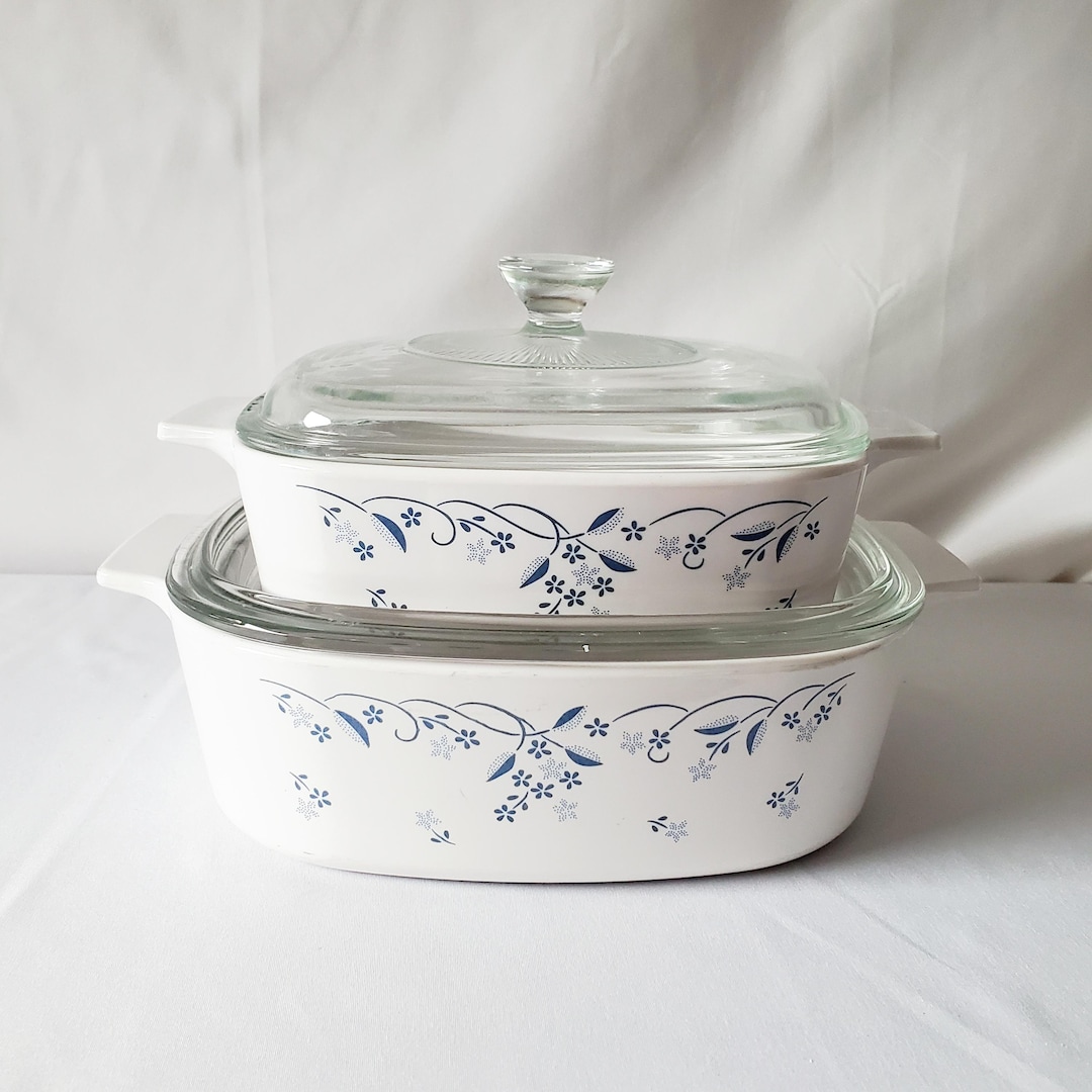 Vintage Corning Ware Provincial Blue Casserole Set With Pyrex Lids - Etsy