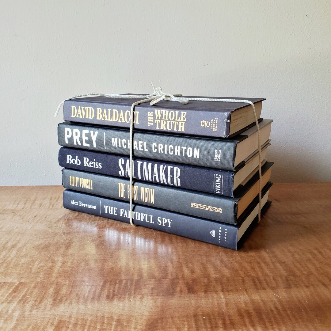 Vintage Book Stack, Instant Book Collection, Mixed Shades of Black ...