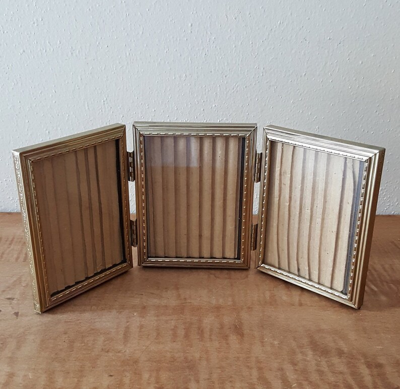Vintage Tri Fold Hinged Gold Metal Picture Frames 5x7 4x5 - Etsy