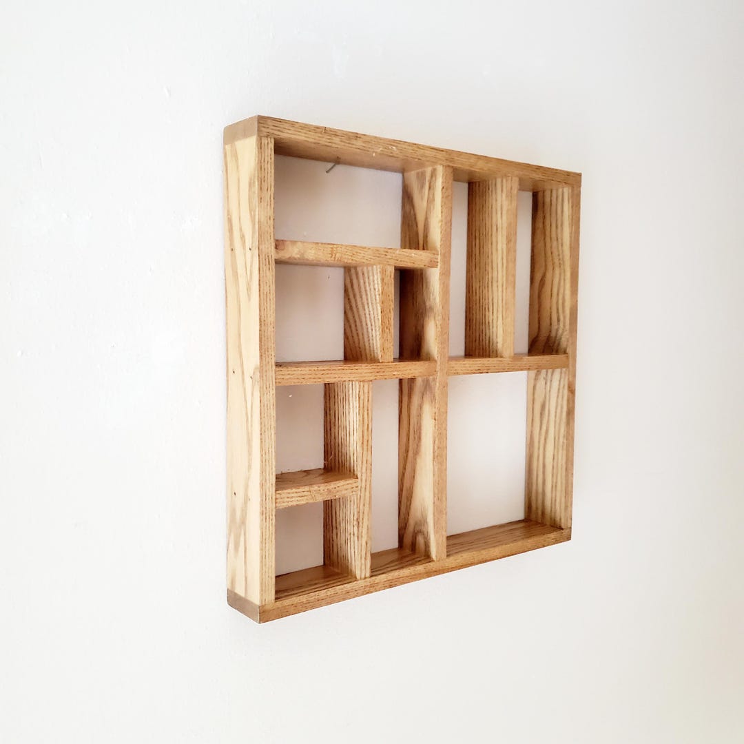 Vintage Wood Display Cabinet, Wall Display Cabinet, Wood Shelving ...