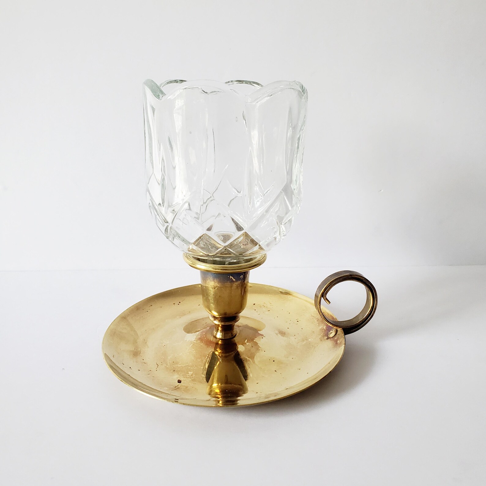 Vintage Brass Chamberstick With Glass Votive Cup /details in ...