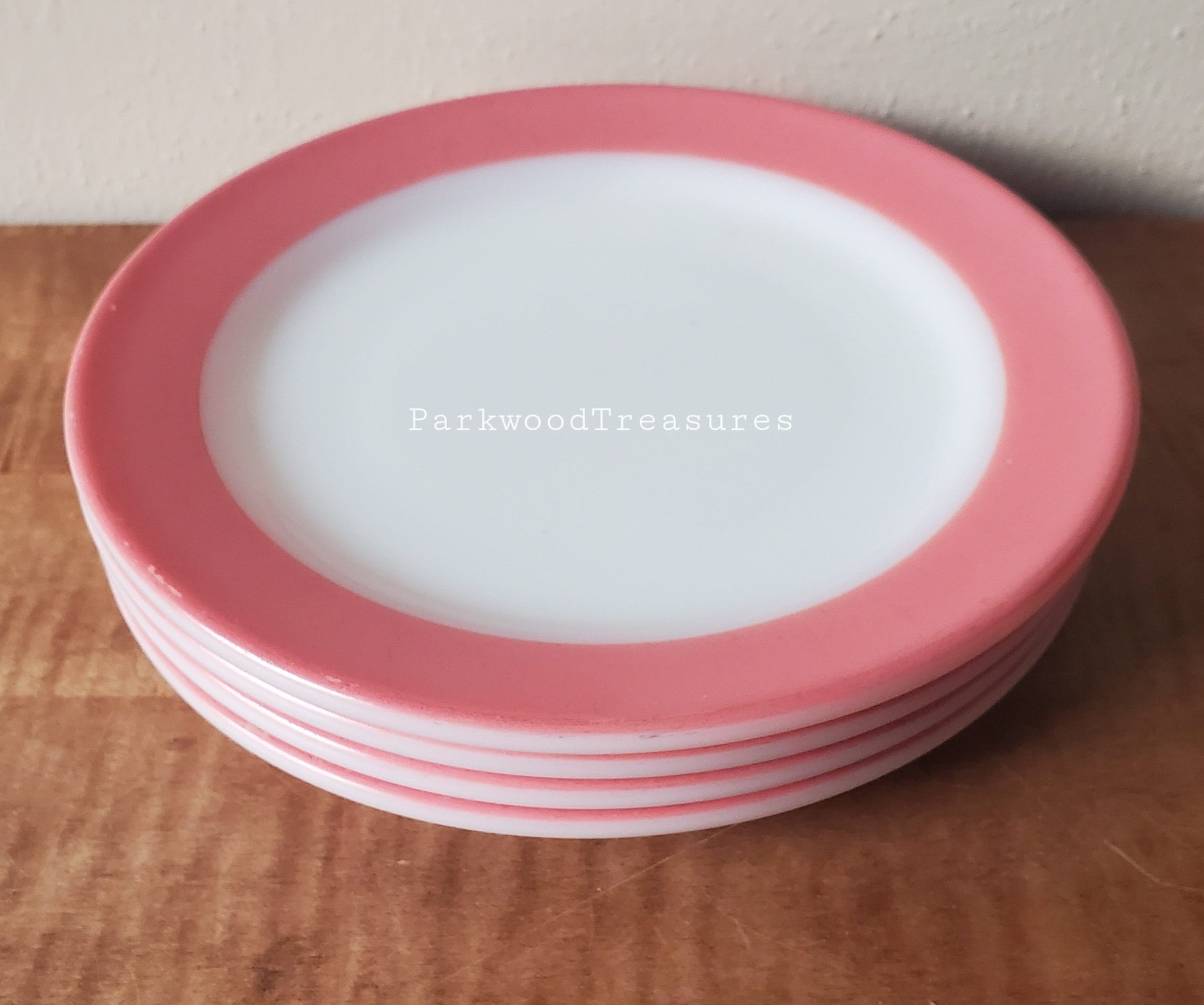 Vintage Pyrex Pink Dinnerware Set Wide Stripe Pink Restaurant - Etsy