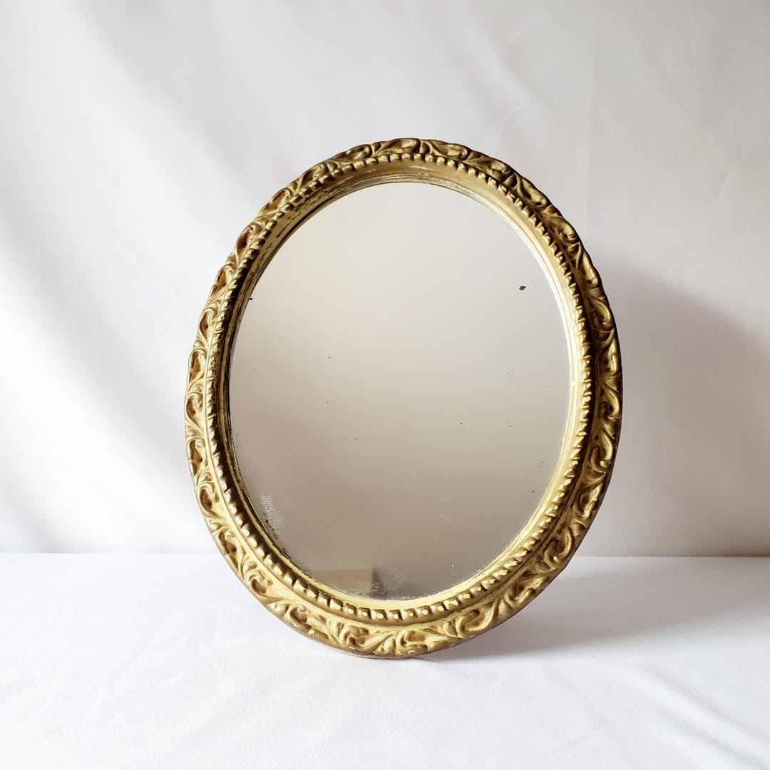 Vintage Oval Framed Mirror, Small Space Ornate Oval Accent Mirror ...