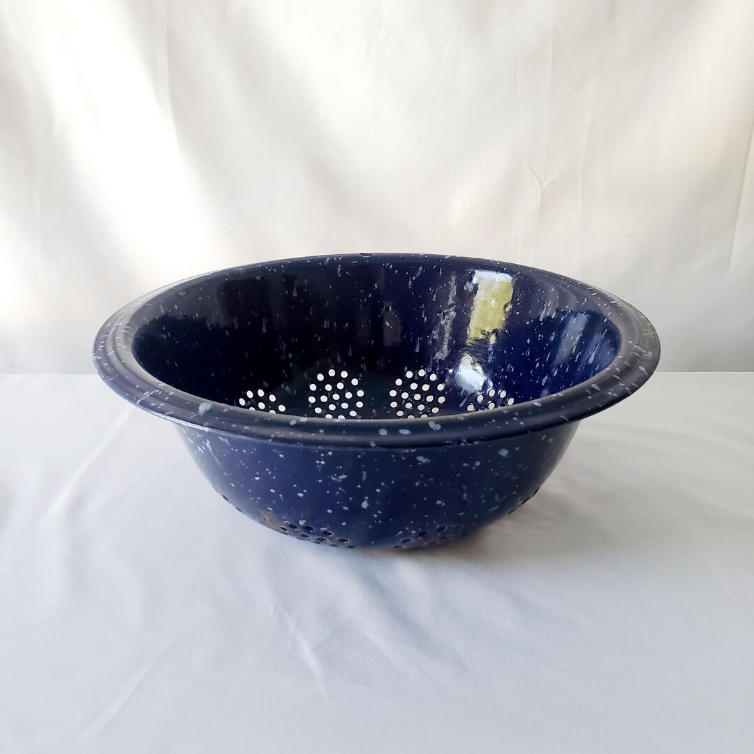 Vintage Colander Blue Granite Enamel Ware Colander - Etsy