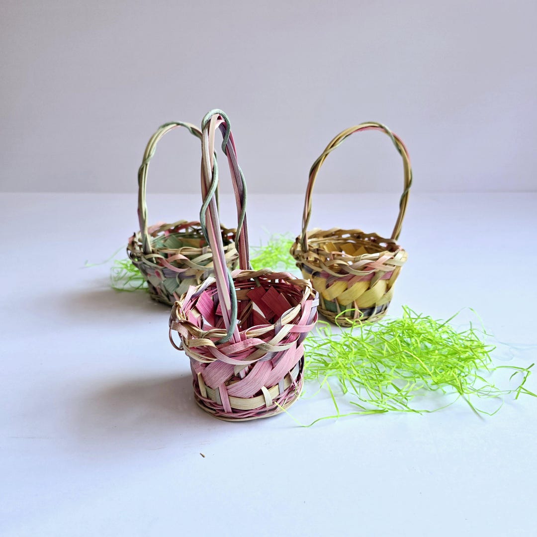 3 Wicker Easter Baskets 4 Mini Vintage Easter Baskets - Etsy