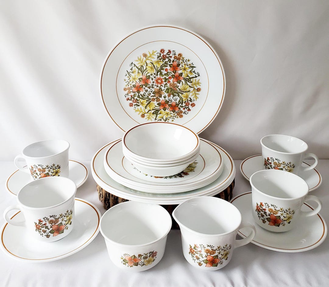 Vintage Corelle Indian Summer Dinnerware: 22 Piece Set for 4 Guests ...